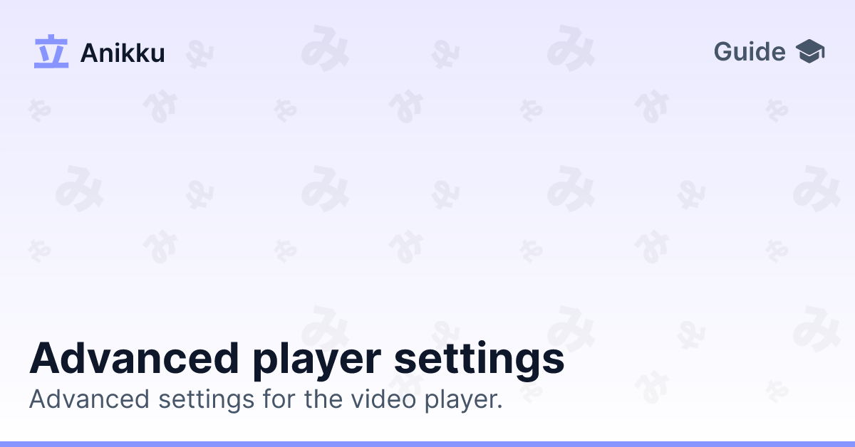 Advanced player settings | Player settings